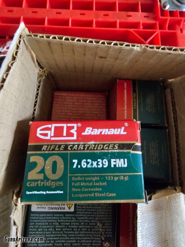 Barnaul 7.62x39 Steel Case Non-Corrisive ammo. These are 500 Round ...